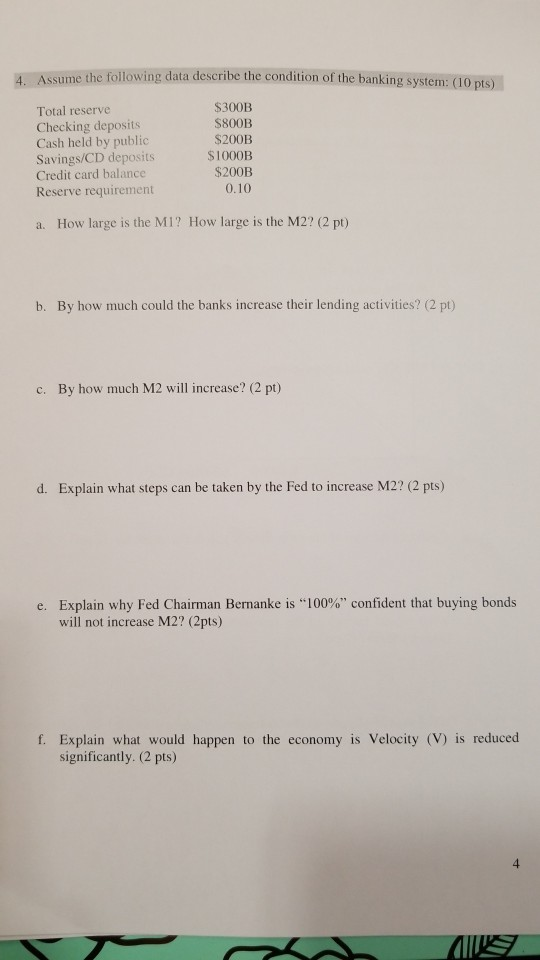 Solved Assume the following data describe the condition of | Chegg.com