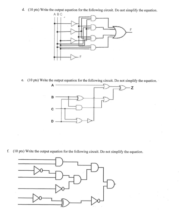 Solved d. (10 pts) Write the output equation for the | Chegg.com