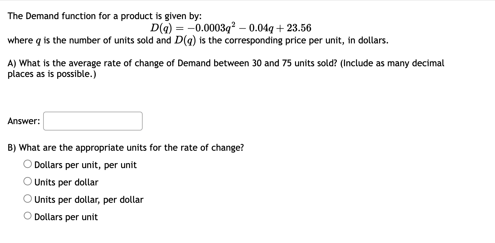 Solved The Demand function for a product is given | Chegg.com