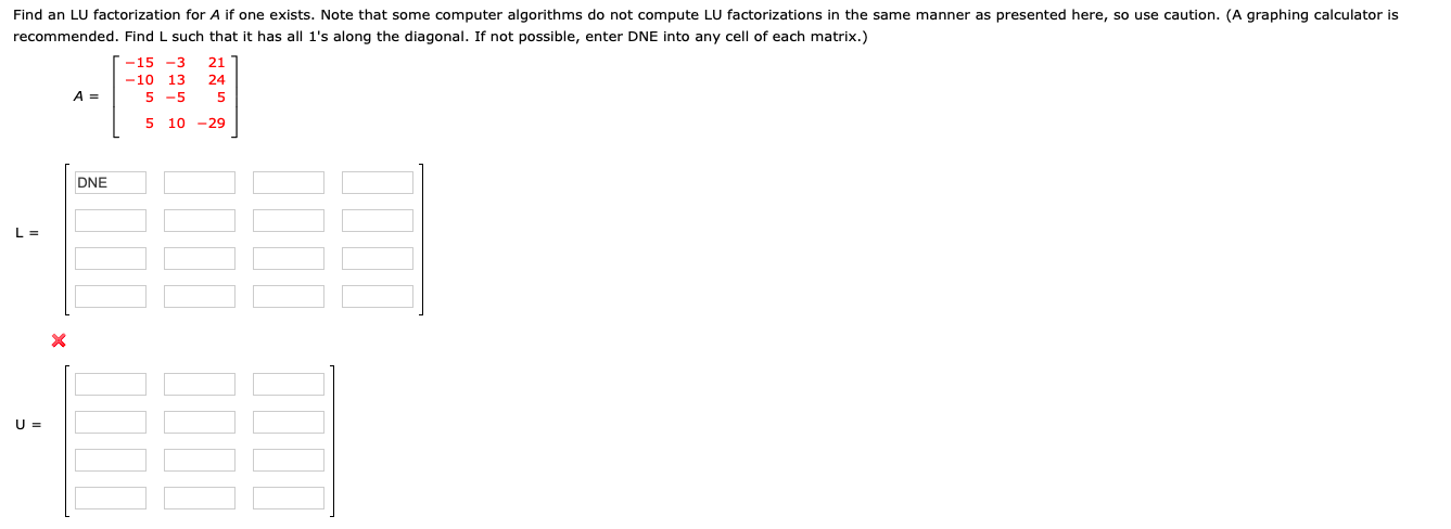 Solved Find an LDU factorization for A. (Find L such that it | Chegg.com