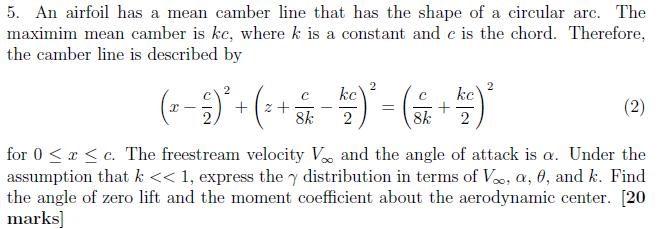 5. An airfoil has a mean camber line that has the | Chegg.com