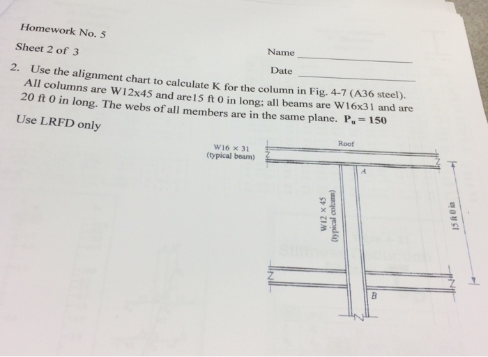 Solved Use the alignment chart to calculate K for the column | Chegg.com