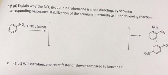Solved b.(5 pt) Explain why the NO2 group in nitrobenzene is | Chegg.com