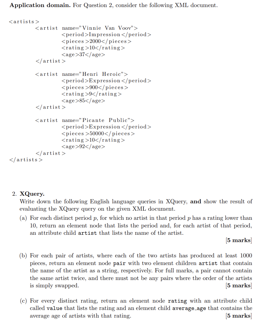 Solved Application domain. For Question 2, consider the | Chegg.com