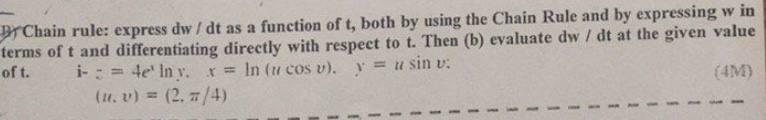 Solved BrChain rule: express dw / dt as a function of t, | Chegg.com
