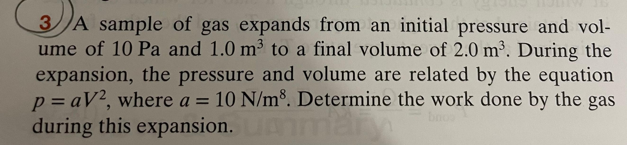 Solved 3/A sample of gas expands from an initial pressure | Chegg.com