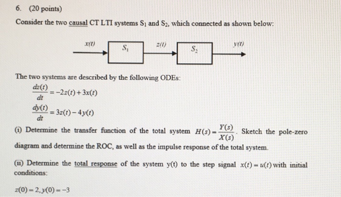 Solved 6. (20 points) Consider the two causal CT LTI systems | Chegg.com Solved 6. (20 points) Consider the two causal CT LTI systems | Chegg.com
