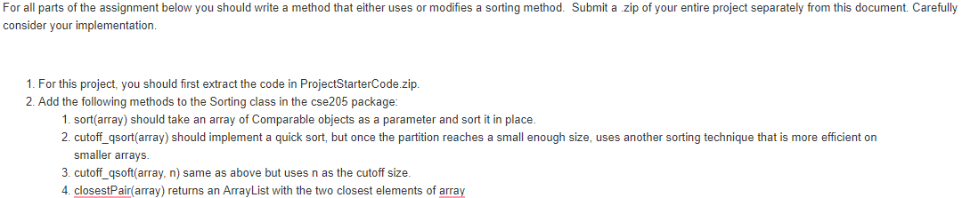 Solved //Sorting.Java (cse205 folder) // Project 7 - | Chegg.com
