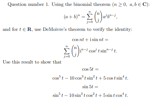 Solved Question number 1. Using the binomial theorem ( | Chegg.com