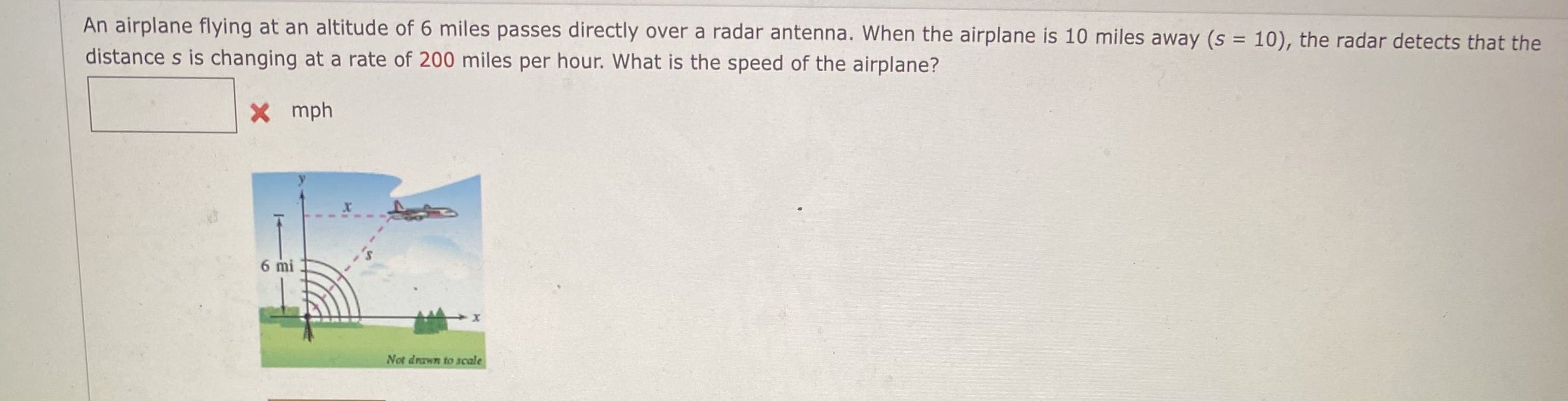 Solved An airplane flying at an altitude of 6 miles passes | Chegg.com