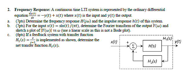 Solved 2. Frequency Response: A continuous time LTI system | Chegg.com