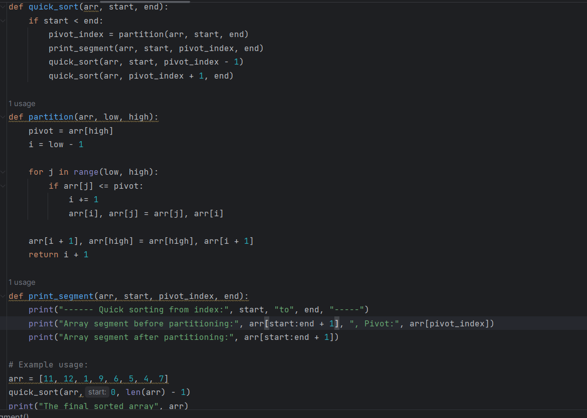 Solved def quick_sort(arr, start, end): if start