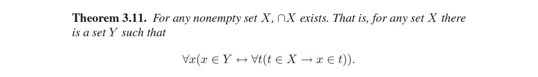 Solved Theorem 3.11. For any nonempty set X, nX exists. That | Chegg.com