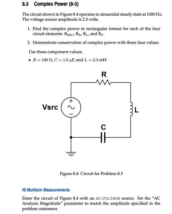 Solved 8.3 Complex Power (8-3) The circuit shown in Figure | Chegg.com
