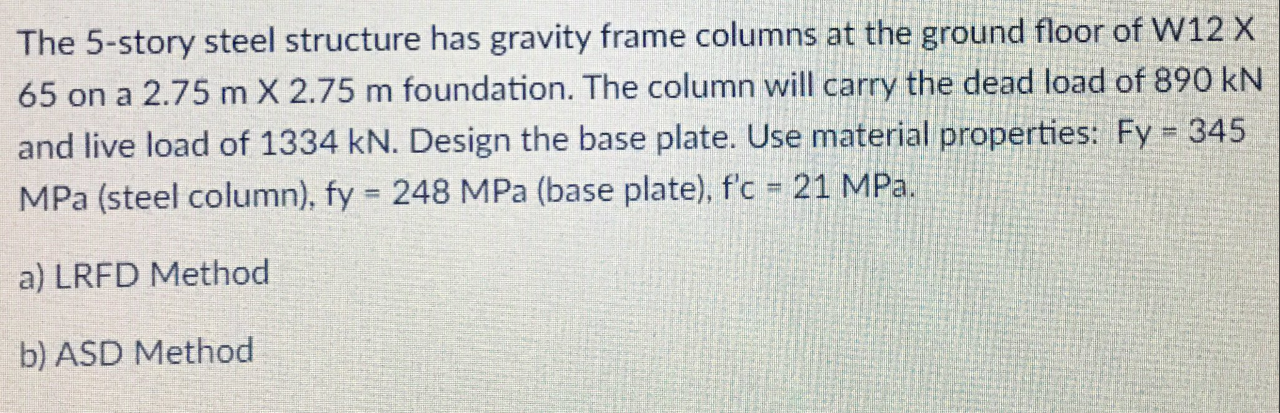 Solved The 5-story steel structure has gravity frame columns | Chegg.com