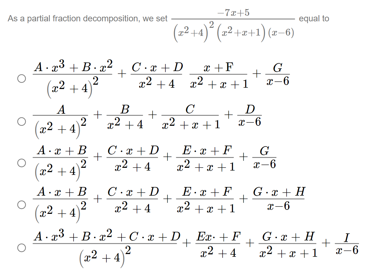 Solved artial fraction decomposition, we set | Chegg.com