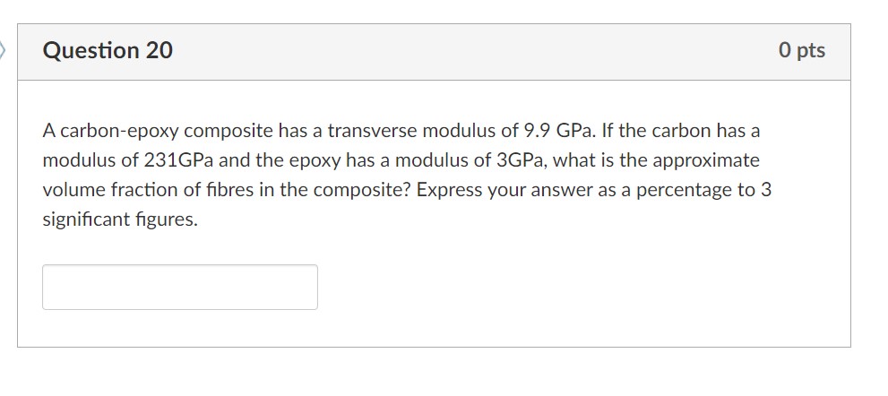 Solved A Carbon Epoxy Composite Has A Transverse Modulus Of