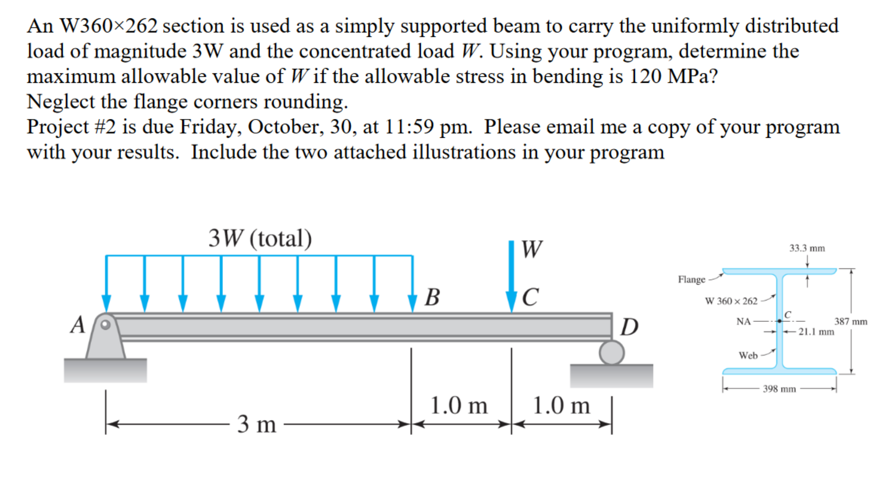 Solved An W360x262 section is used as a simply supported | Chegg.com