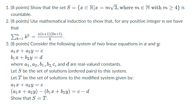 Solved Discrete math* Write up your own thorough proofs | Chegg.com