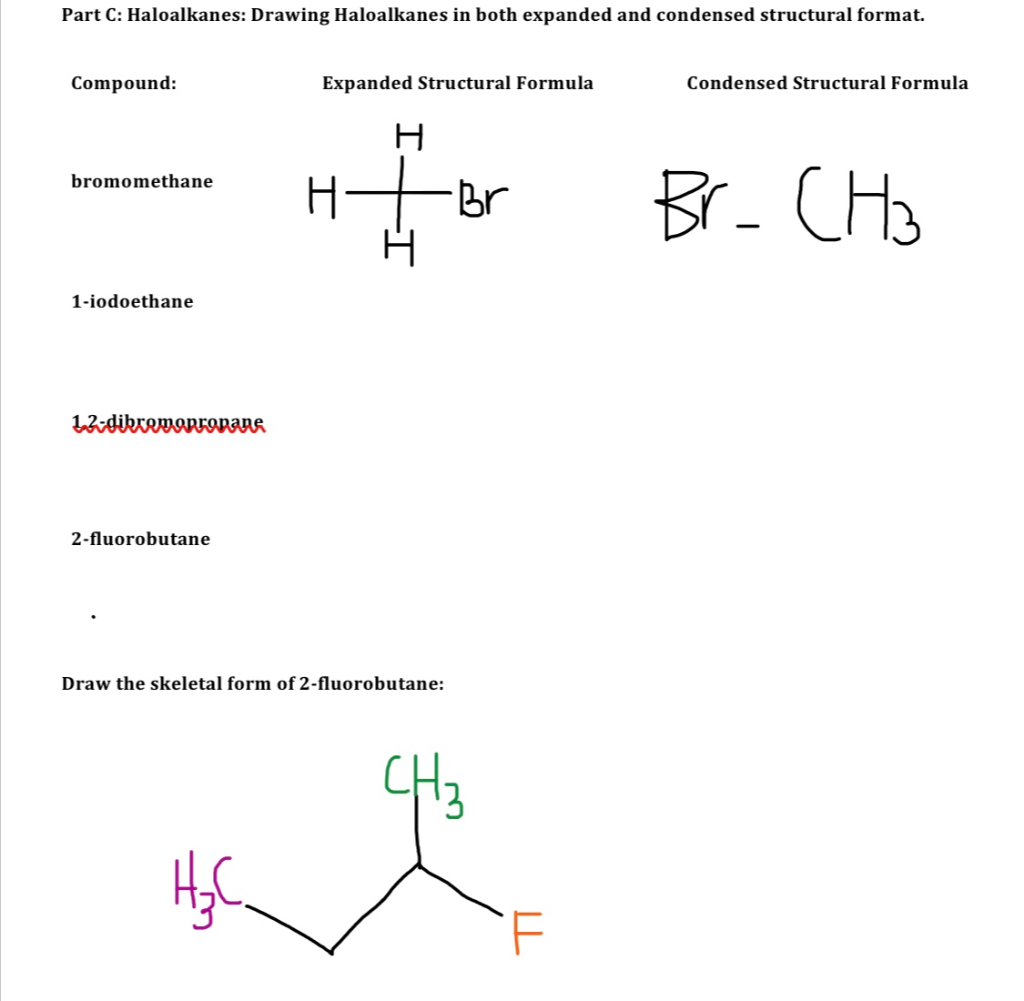 Solved Part C: Haloalkanes: Drawing Haloalkanes in both | Chegg.com