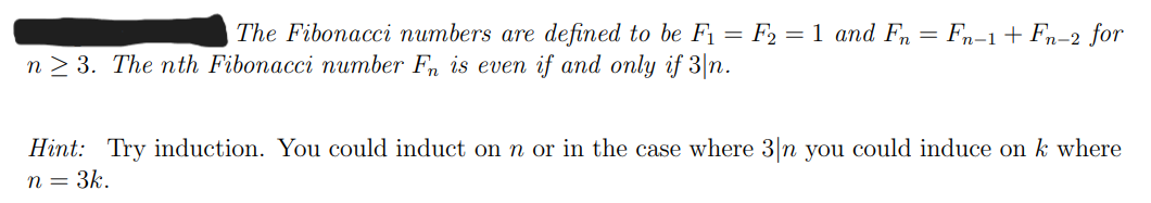 Solved The Fibonacci numbers are defined to be F1 = F2 = 1 | Chegg.com