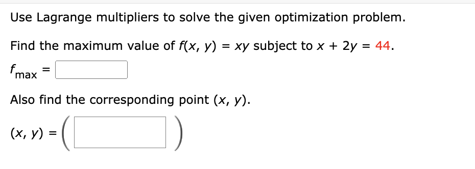 Solved Use Lagrange multipliers to solve the given | Chegg.com