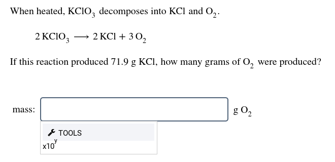 Solved When heated, KClO3 decomposes into KCl and O2. | Chegg.com