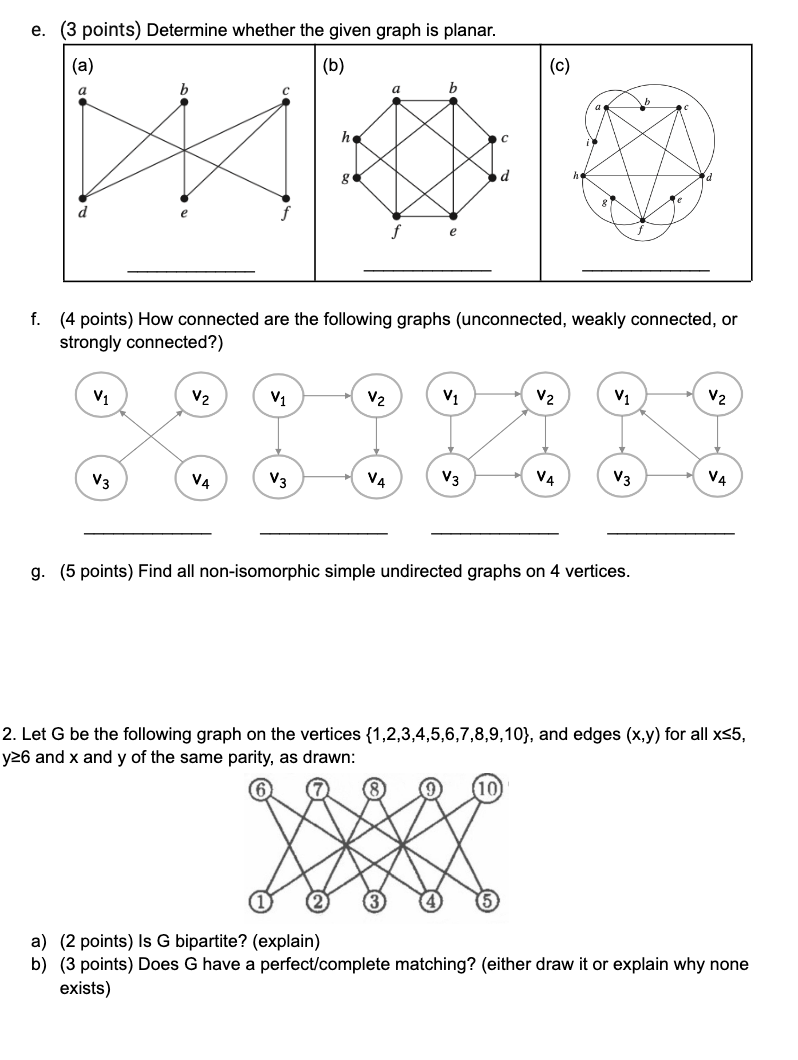 Solved e. (3 points) Determine whether the given graph is | Chegg.com