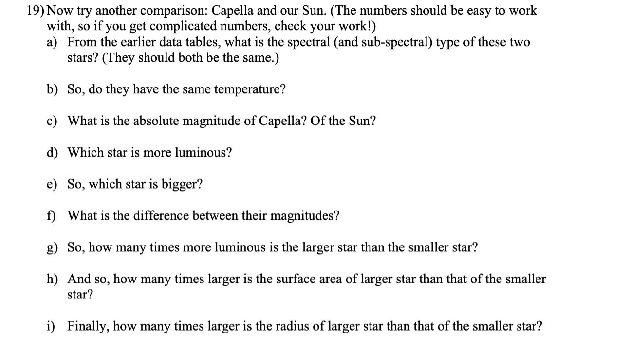 Solved Star Arcturus Capella Aldebaran Pollux Spectral Type | Chegg.com