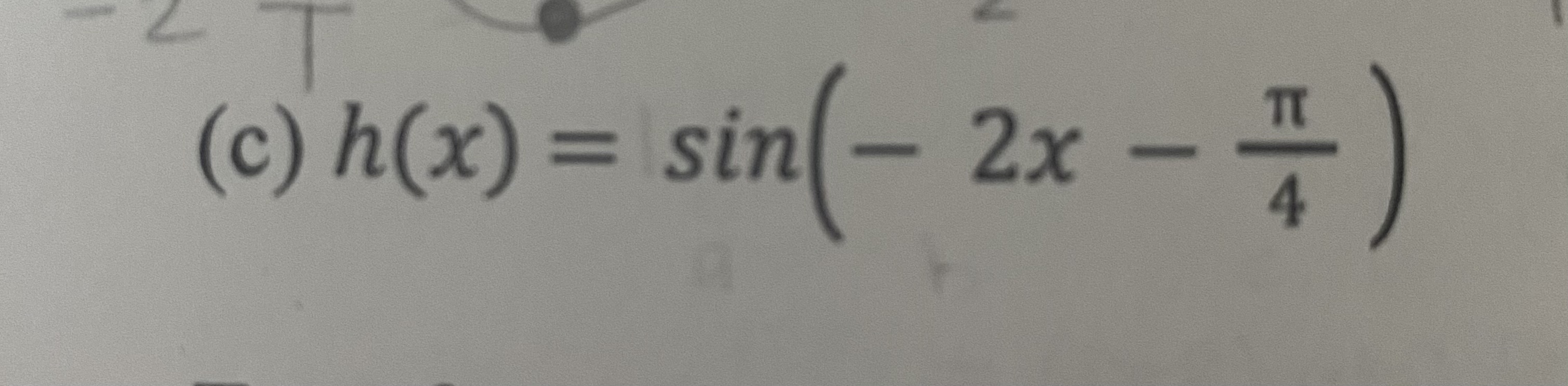 Solved h(x)=sin(−2x−4π) | Chegg.com