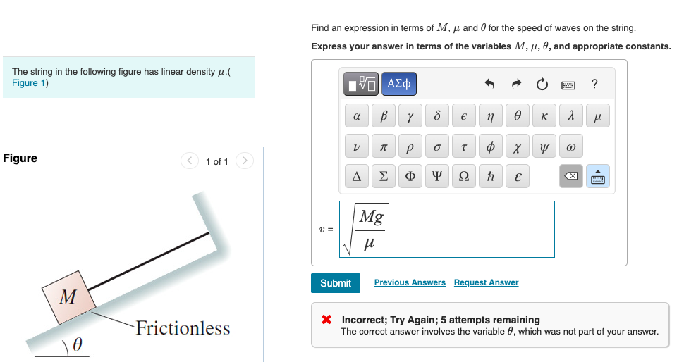 Solved Find an expression in terms of M,μ and θ for the | Chegg.com