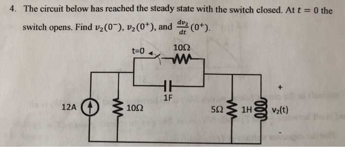 Solved 4. The circuit below has reached the steady state | Chegg.com