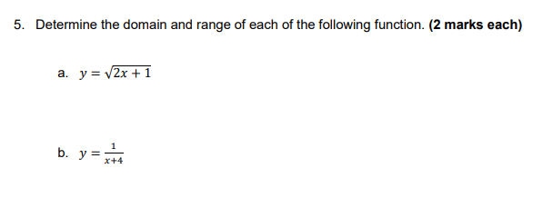 Solved 5. Determine the domain and range of each of the | Chegg.com