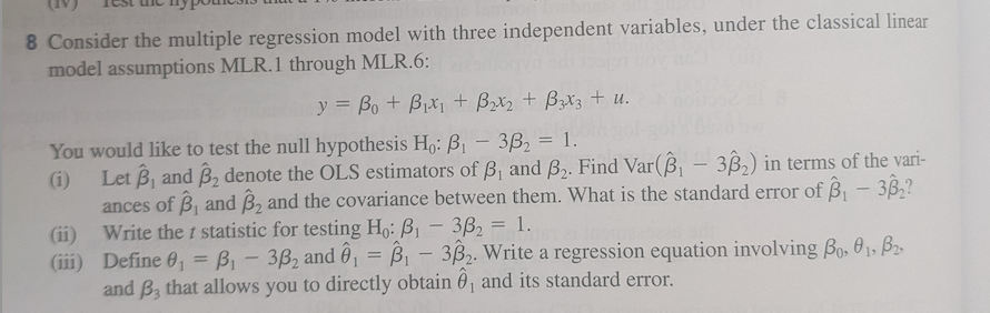Solved 8 Consider the multiple regression model with three | Chegg.com