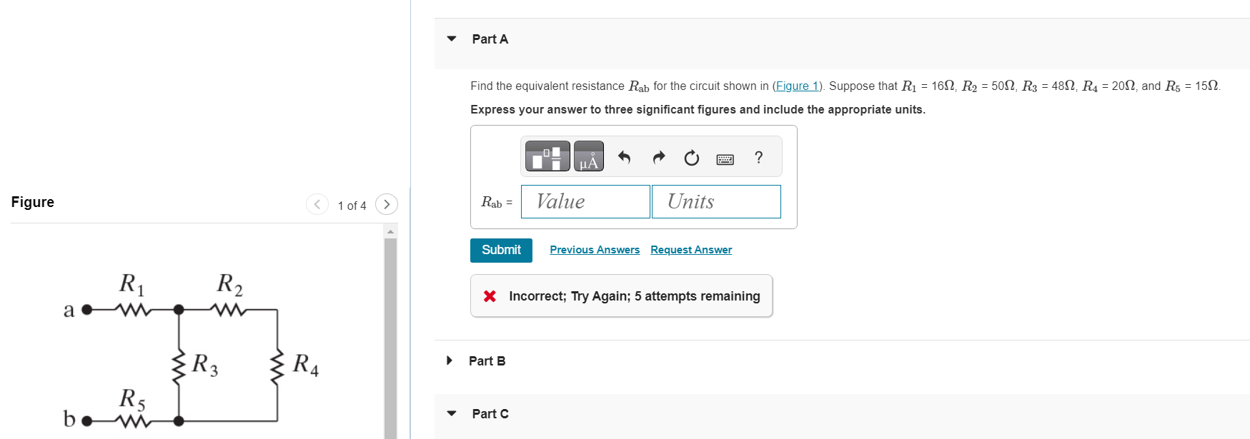 Solved Part AFind the equivalent resistance Rab ﻿for the | Chegg.com