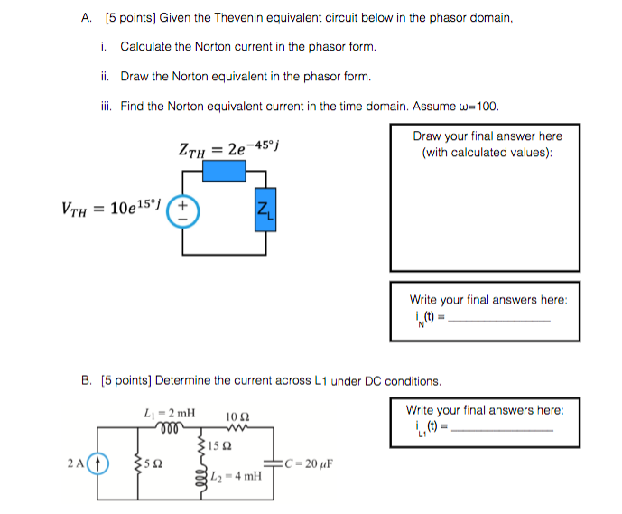 Solved A. [5 points) Given the Thevenin equivalent circuit | Chegg.com