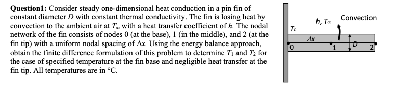 Solved Convection h, T. To Question1: Consider steady | Chegg.com