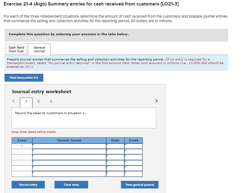 Solved Exercise 21-4 (Algo) Summary entries for cash | Chegg.com Solved Exercise 21-4 (Algo) Summary entries for cash | Chegg.com