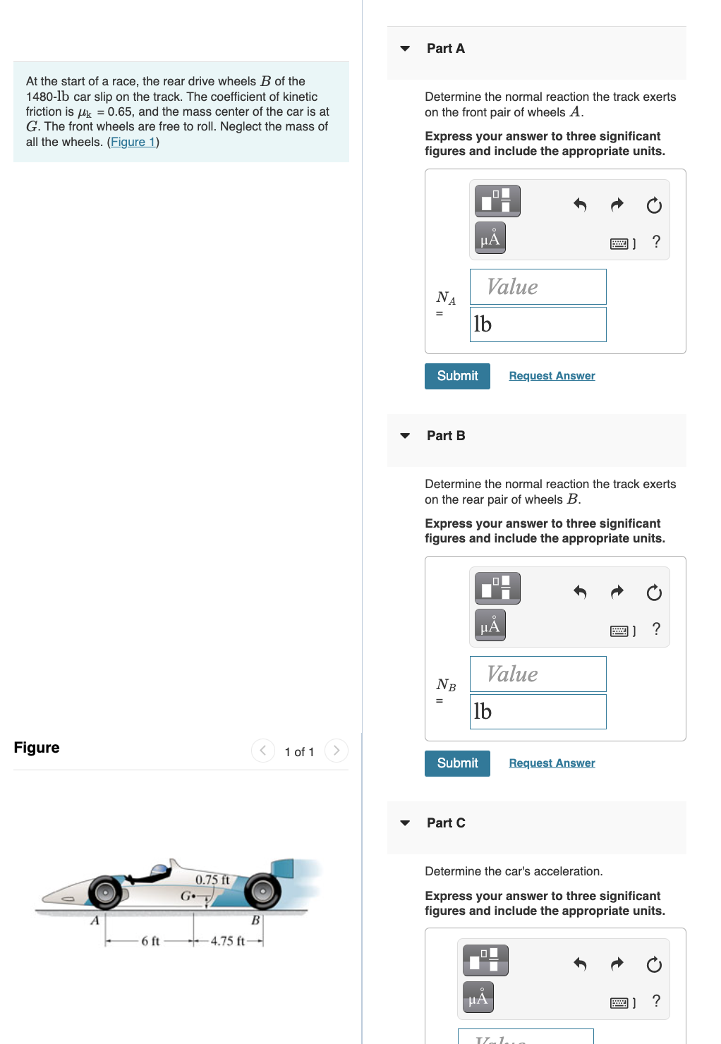 Solved At the start of a race, the rear drive wheels B of | Chegg.com