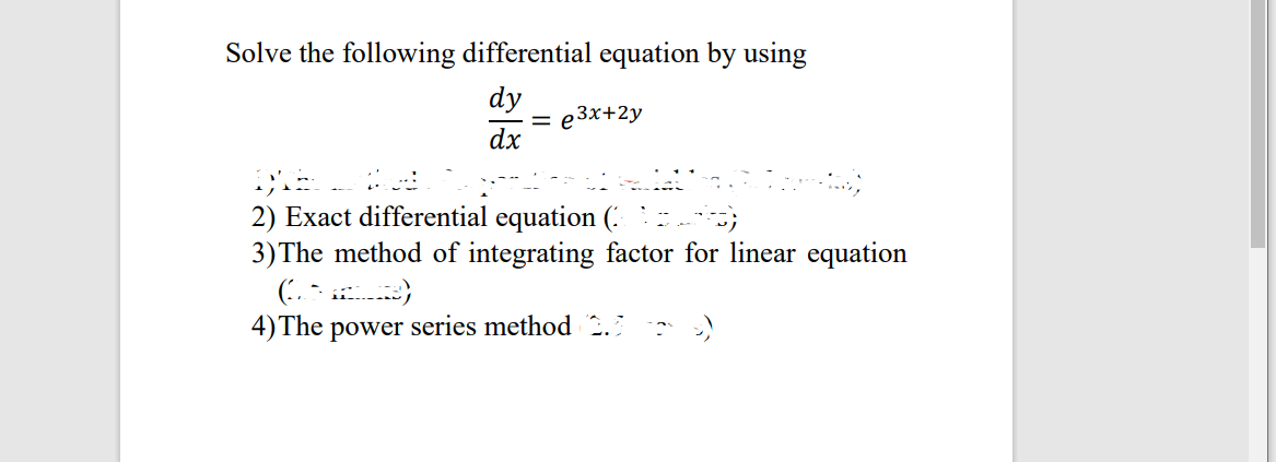 Solved Solve the following differential equation by using dy | Chegg.com