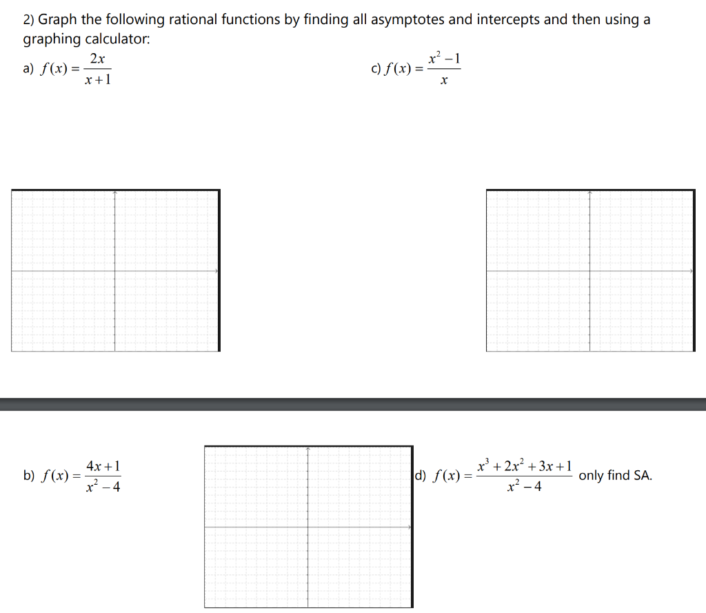 Solved 2) Graph the following rational functions by finding | Chegg.com