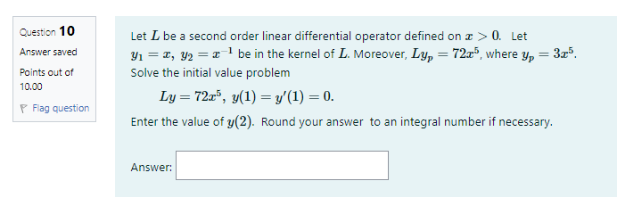 Solved Let L be a second order linear differential operator | Chegg.com