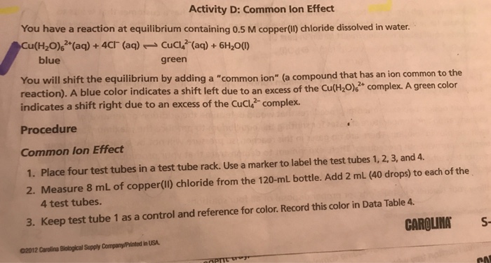 Solved 9. a) What is the "common ion" that you added to test | Chegg.com