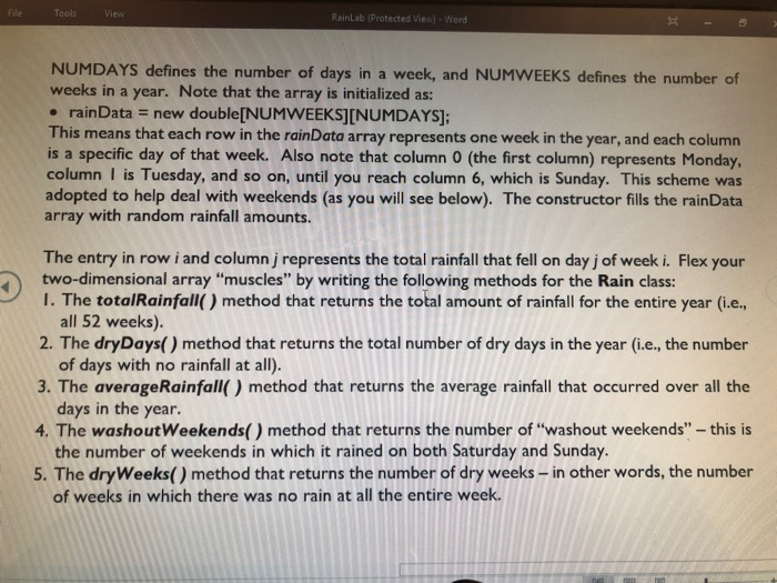 Solved File Tools View RainLab (Protected View)- Word CSC | Chegg.com