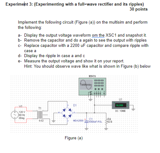 Solved Experiment 3: (Experimenting with a full-wave | Chegg.com