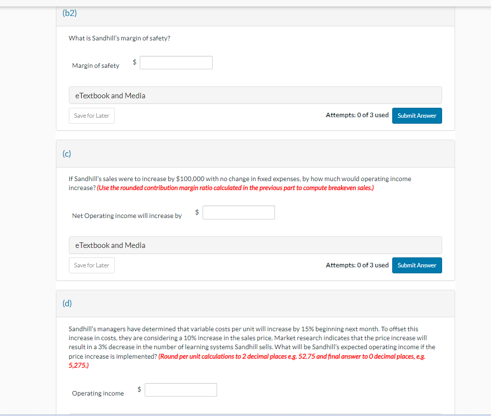 Sandhill sells a learning system that helps preschool | Chegg.com