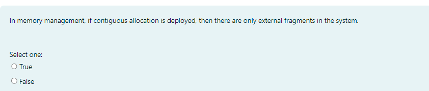 Solved In memory management, if contiguous allocation is | Chegg.com