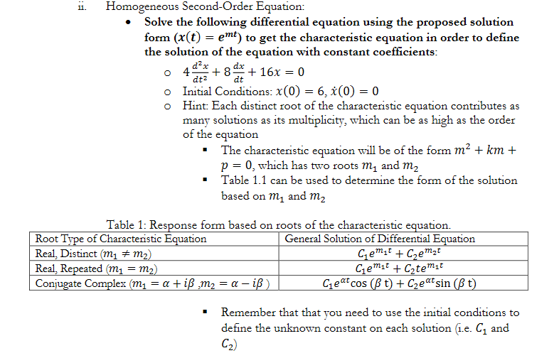 Solved Homogeneous Second-Order Equation: - Solve the | Chegg.com