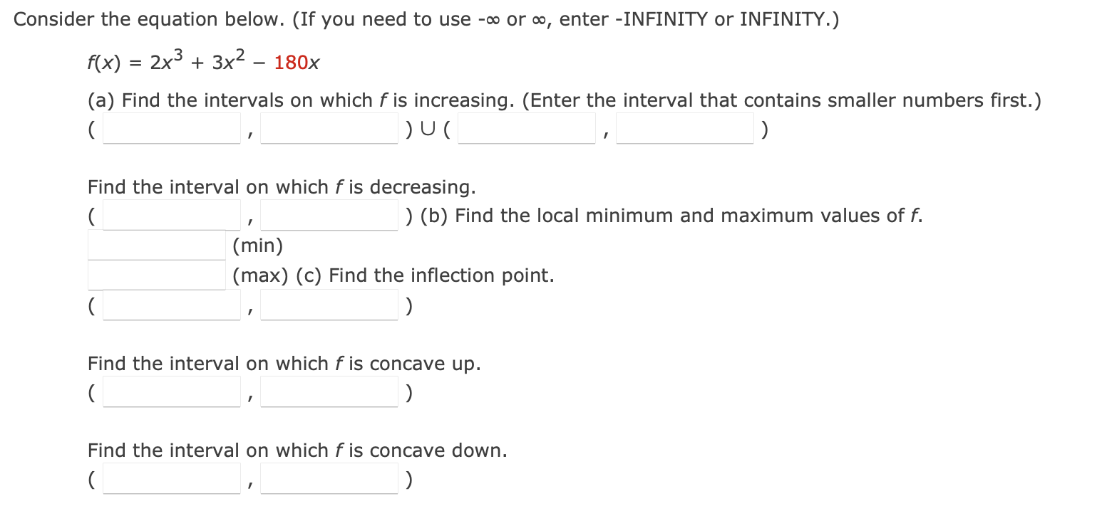 Solved Consider the equation below. (If you need to use -∞ | Chegg.com