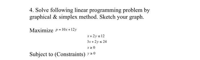 Solved 4. Solve following linear programming problem by | Chegg.com